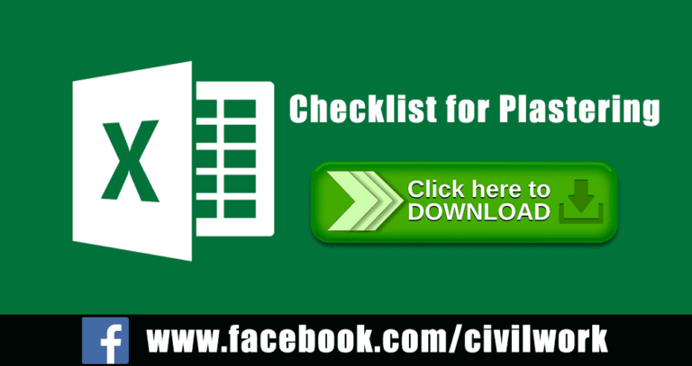 Checklist for Plastering Excel Sheet